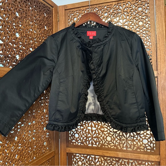 Elle | Jackets & Coats | Elle Black Jacket With Ruffle Edge | Poshmark